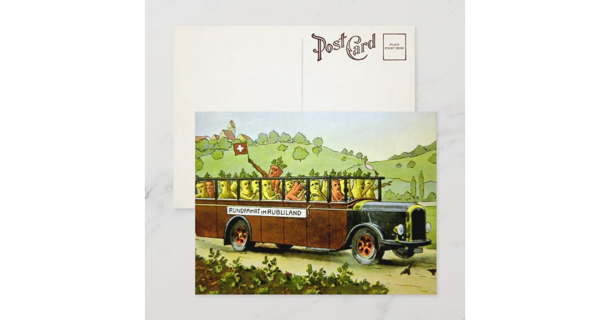 Vintage Carrot Bus Postcard | Zazzle