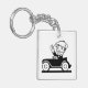 Vintage cartoon classic car retro comics black whi keychain | Zazzle