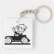 Vintage cartoon classic car retro comics black whi keychain | Zazzle
