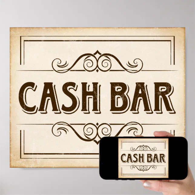 Vintage CASH BAR Sign Print | Zazzle