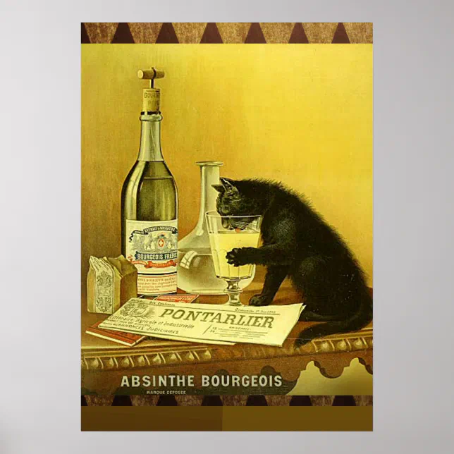 Vintage Cat - Absinthe Bourgeois Poster | Zazzle