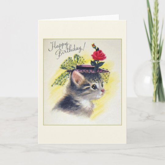 Vintage Cat Birthday Greeting Card | Zazzle.com