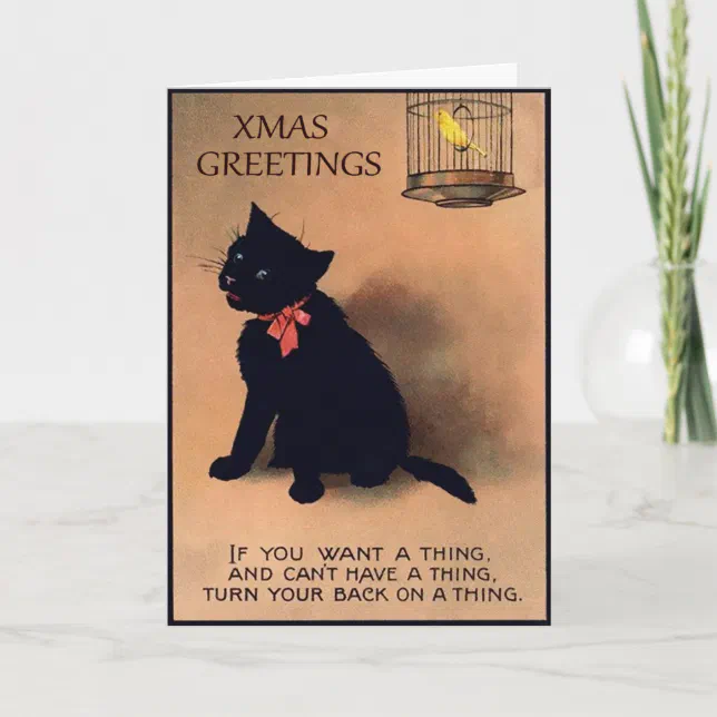 Vintage Cat Christmas Card | Zazzle