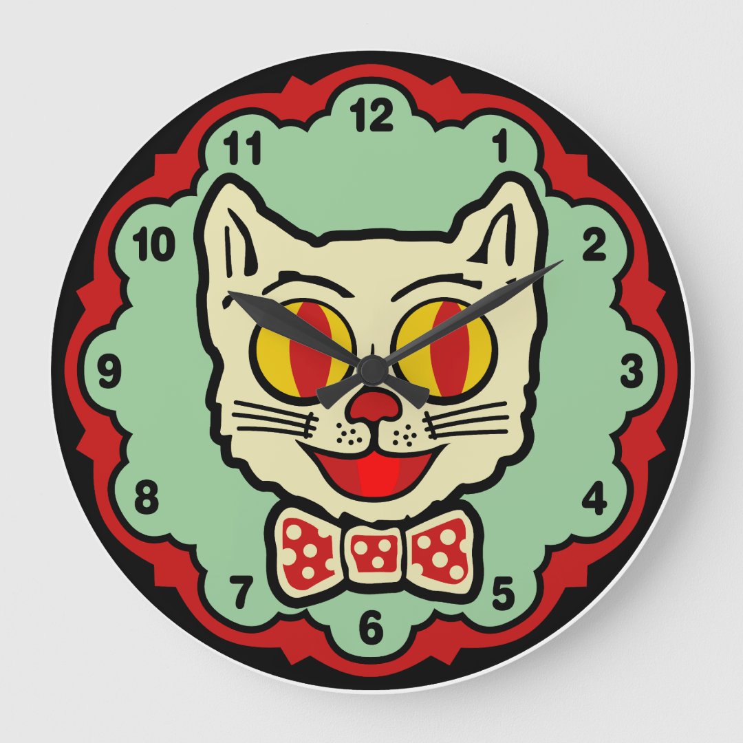 Vintage Cat Design Wall Clock | Zazzle