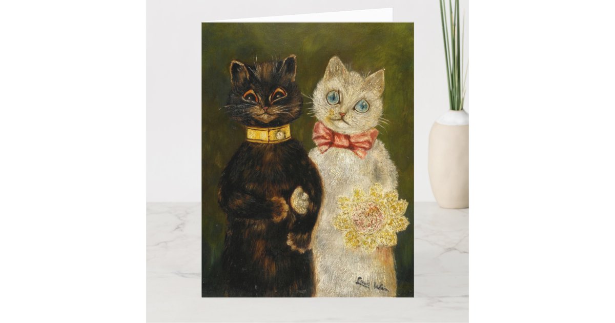 VINTAGE CAT WEDDING ANNIVERSARY GREETING CARD | Zazzle