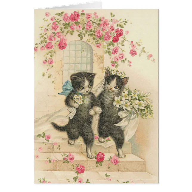 Vintage Cat Wedding Card | Zazzle