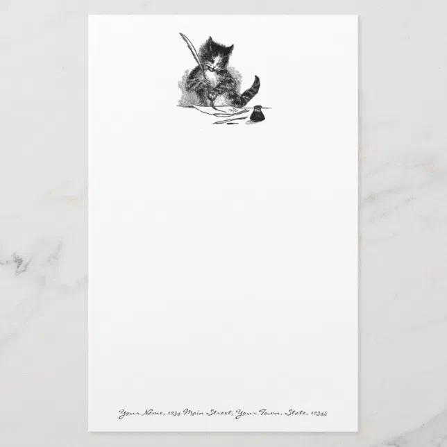 Vintage Cat Writing a Letter Stationery | Zazzle