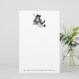 Vintage Cat Writing a Letter Stationery | Zazzle