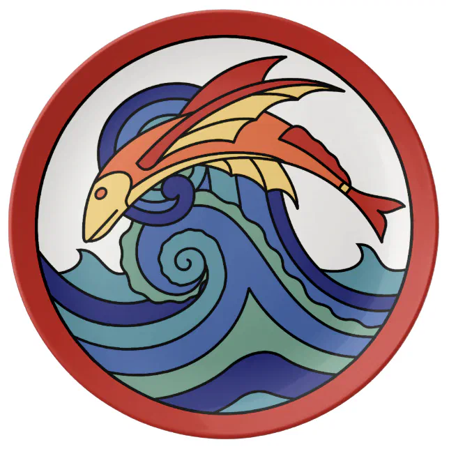 Vintage Catalina Island Flying Fish Tile Design Porcelain Plate | Zazzle