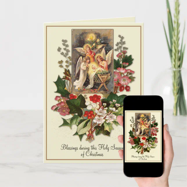 Vintage Catholic Christmas Jesus Nativity Card | Zazzle