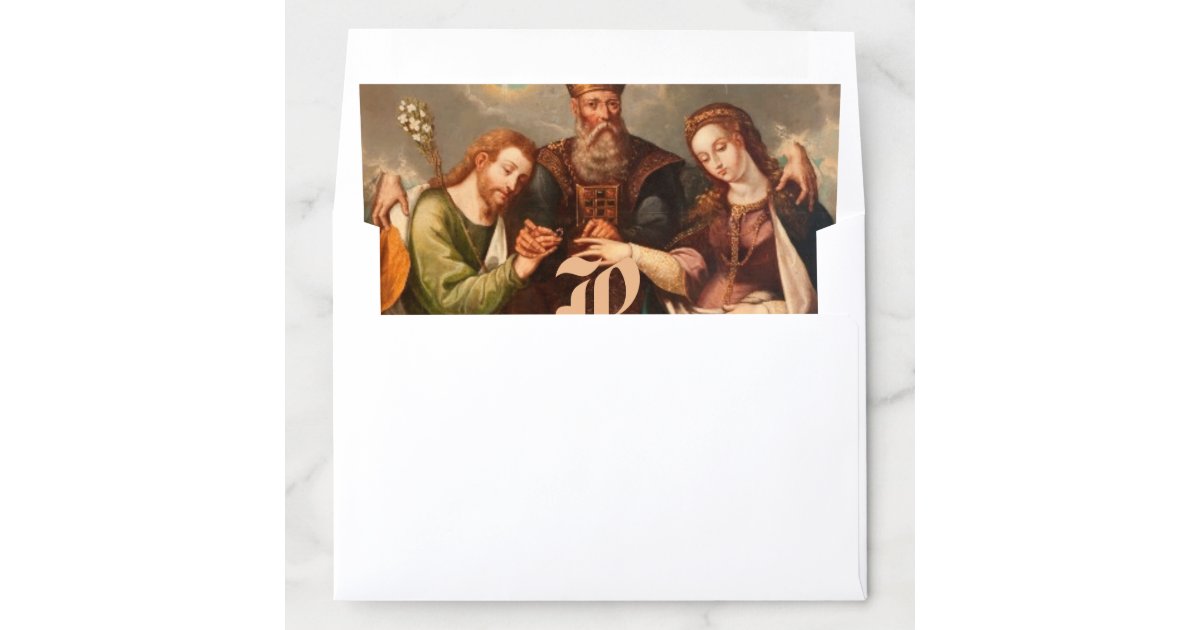 Vintage Catholic Monogrammed Wedding Envelope Liner | Zazzle