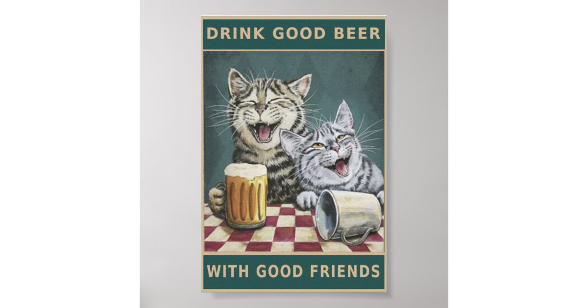 Vintage cats and beer poster | Zazzle