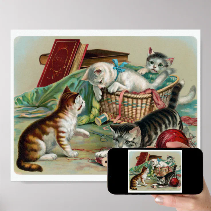 Vintage Cats Poster | Zazzle