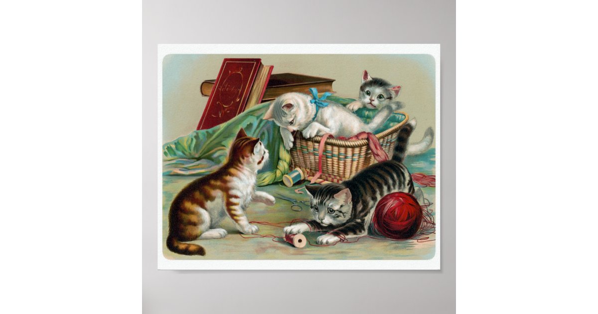Vintage Cats Poster | Zazzle