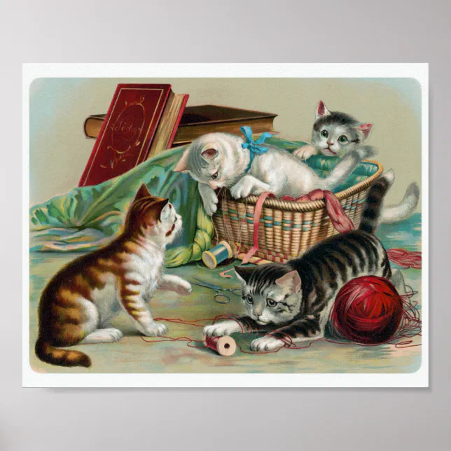 Vintage Cats Poster | Zazzle