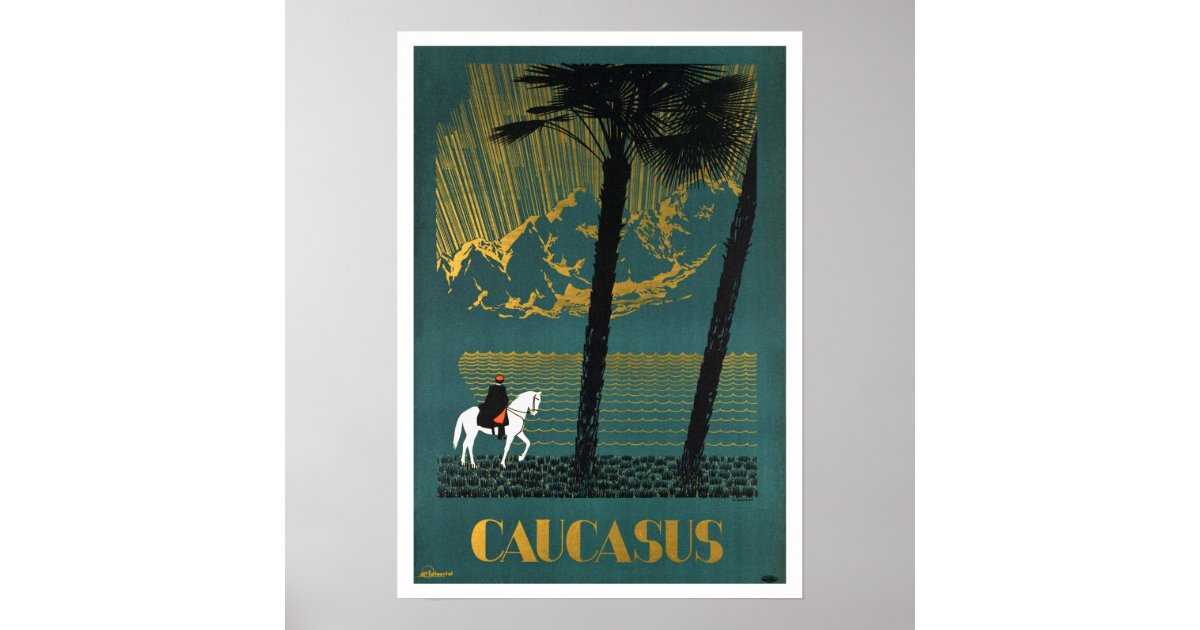 Vintage Caucasus Mountains Travel Poster | Zazzle