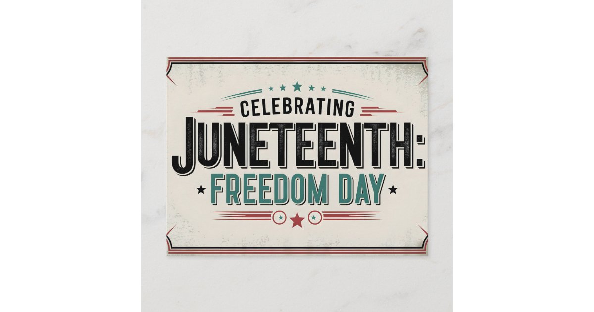 Vintage Celebrating Juneteenth freedom day Holiday Postcard | Zazzle