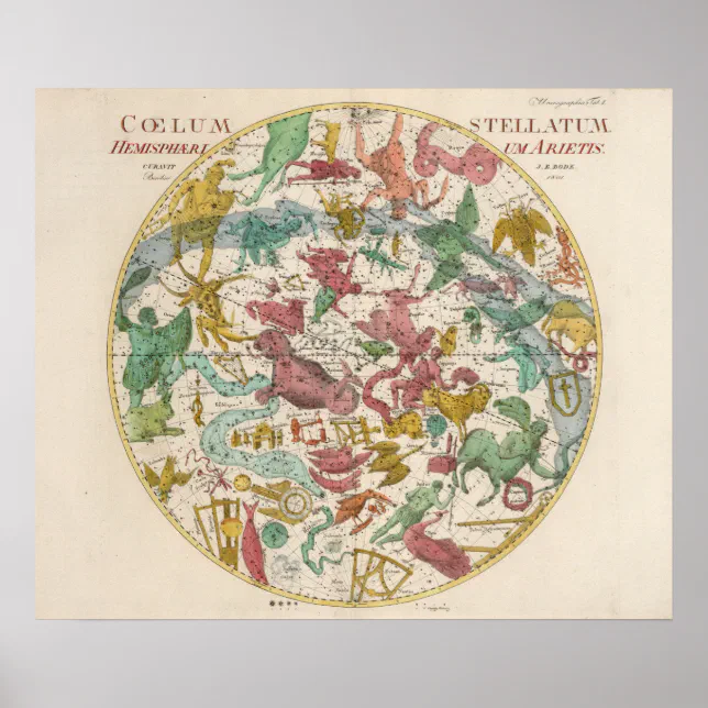 Vintage Celestial Map Poster | Zazzle