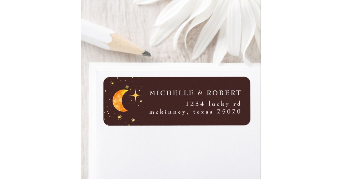 Vintage Celestial Moon Stars Return Address Label | Zazzle