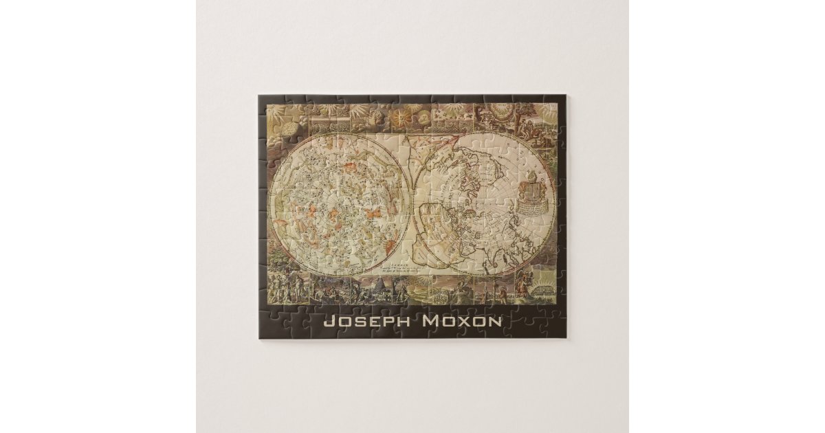 Vintage Celestial Planisphere Map by Joseph Moxon Jigsaw Puzzle | Zazzle