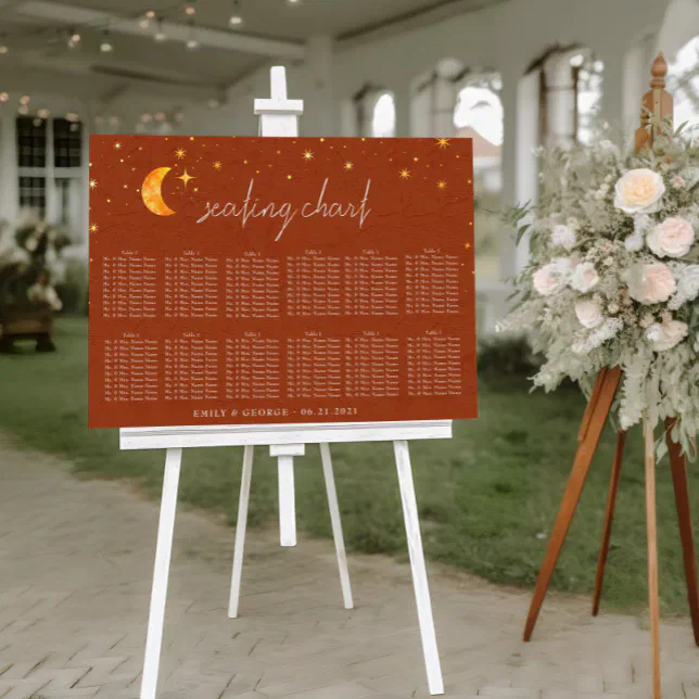 Vintage Celestial Sun Moon Wedding Seating Chart | Zazzle