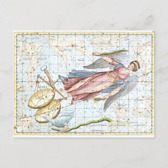 Vintage Celestial Virgo and Libra Constellations Postcard | Zazzle