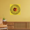 Vintage Celestial Yellow Smiling Happy Hippie Sun Poster | Zazzle