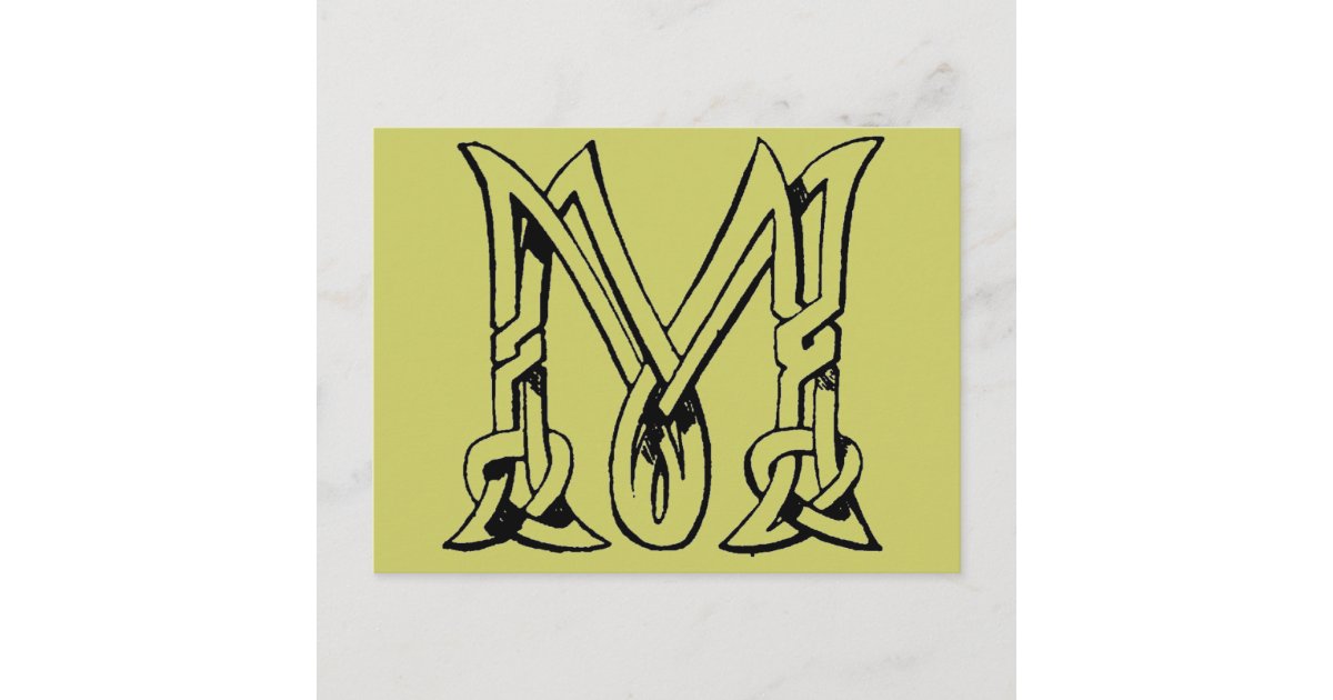 Vintage Celtic Knot Monogram Letter M Postcard | Zazzle