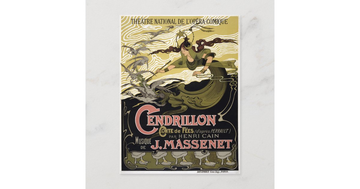 Vintage Cendrillon Cinderella French Opera Paris Postcard | Zazzle