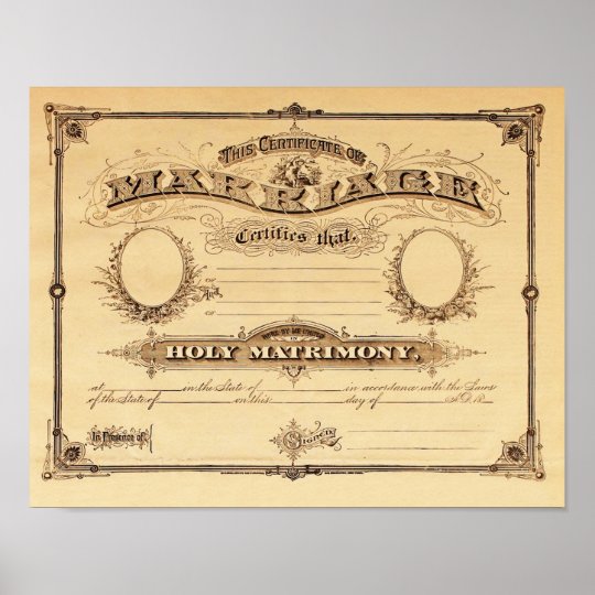 Vintage Certificate of Marriage Poster | Zazzle.com