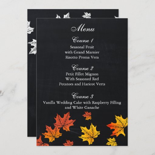 Vintage Chalkboard fall wedding menu cards | Zazzle