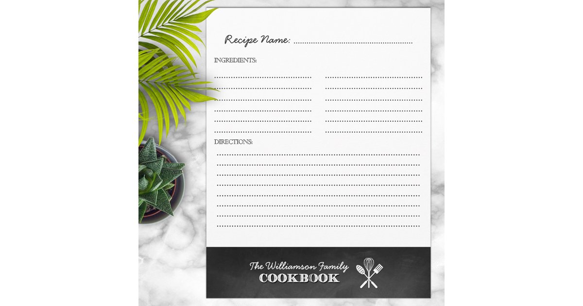 Vintage Chalkboard Family Cookbook Binder Insert | Zazzle