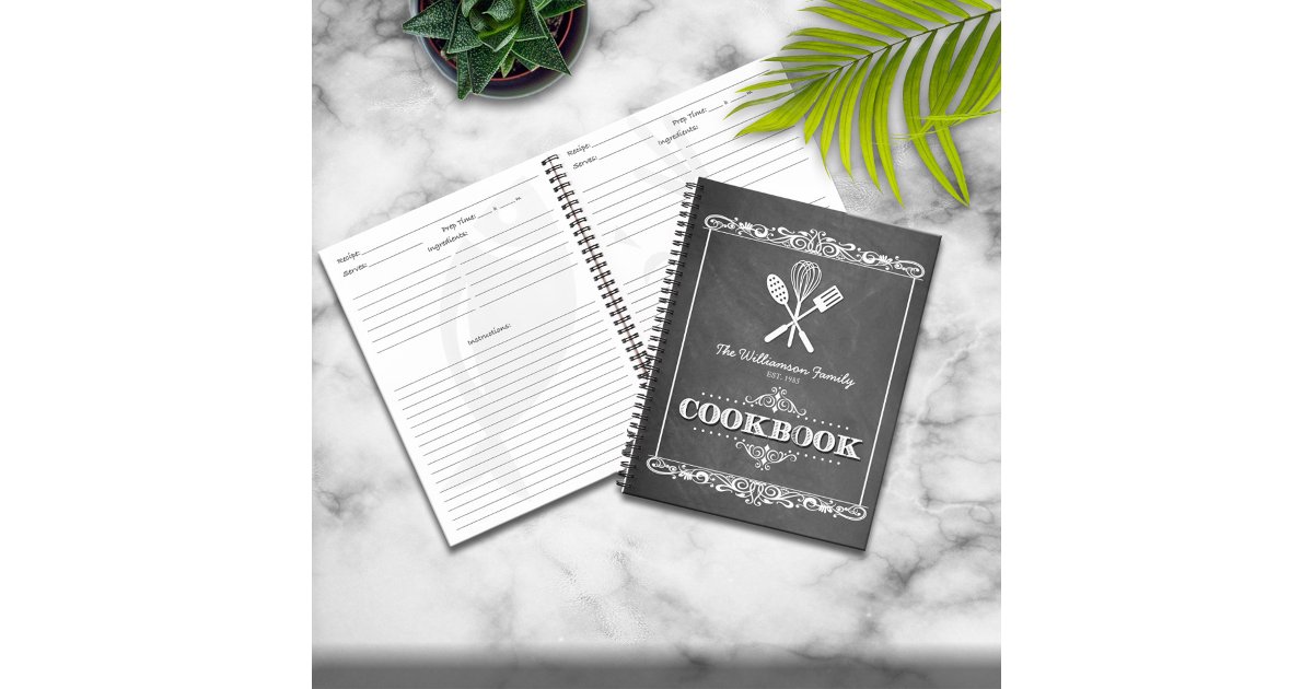 Vintage Chalkboard Family Cookbook Recipe Notebook | Zazzle