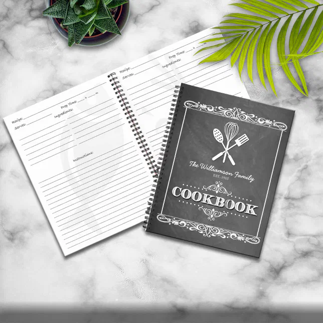 Vintage Chalkboard Family Cookbook Recipe Notebook | Zazzle
