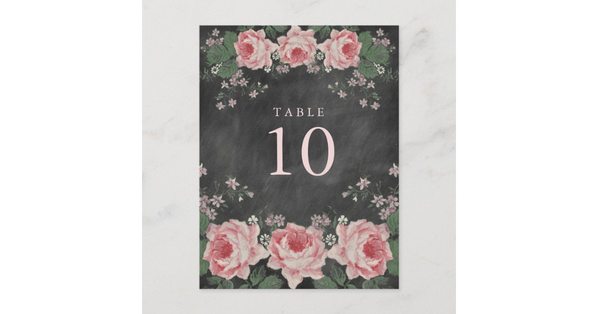 VINTAGE CHALKBOARD FLOWER TABLE NUMBER POST CARDS | Zazzle