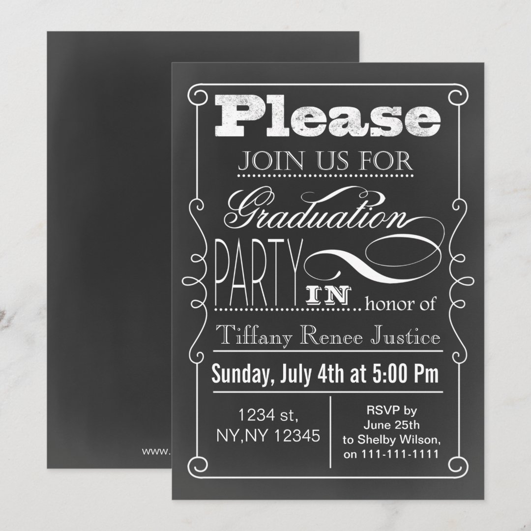 Vintage Chalkboard Graduation party Invitation | Zazzle