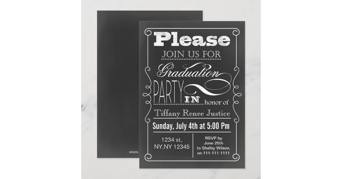 Vintage Chalkboard Graduation party Invitation | Zazzle