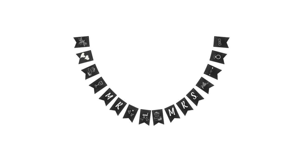 Vintage Chalkboard Look Wedding Bunting Bunting Flags | Zazzle