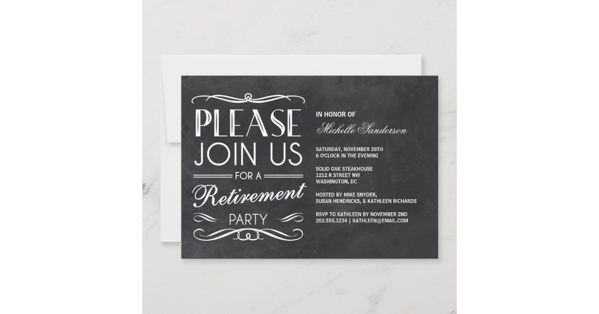 Vintage Chalkboard Retirement Party Invitation | Zazzle