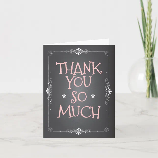 Vintage Chalkboard Thank You So Much Card | Zazzle