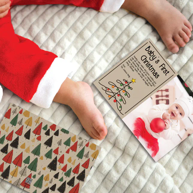 Vintage Charm: Baby's First Christmas Photo Holiday Card | Zazzle