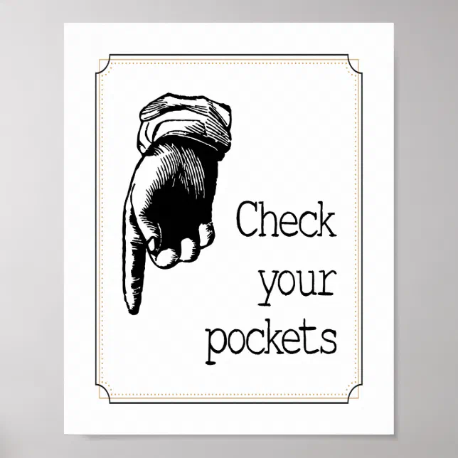 Vintage Check Your Pockets Reminder Laundry Room Poster | Zazzle