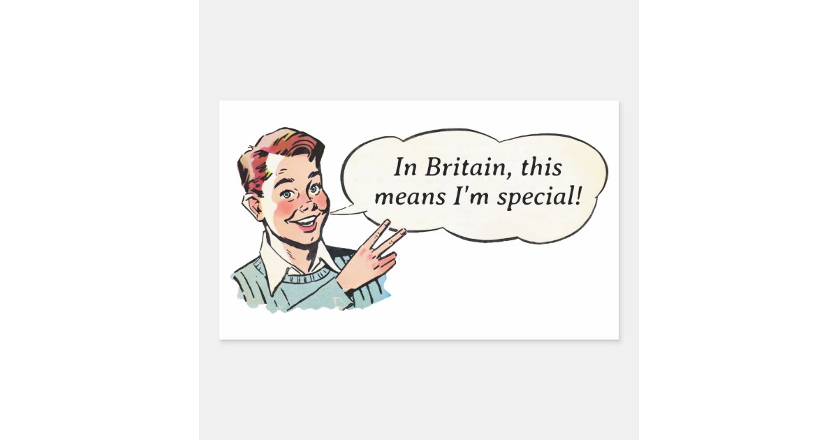 Vintage Cheeky Boy with Two-Finger Salute Rectangular Sticker | Zazzle