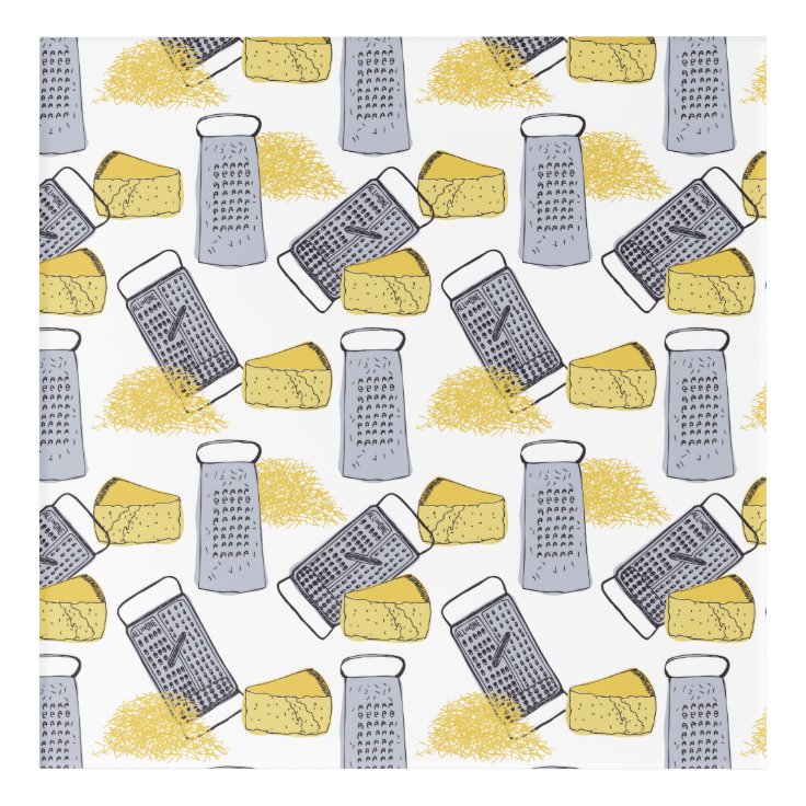 Vintage Cheese and Grater Pattern Acrylic Print | Zazzle
