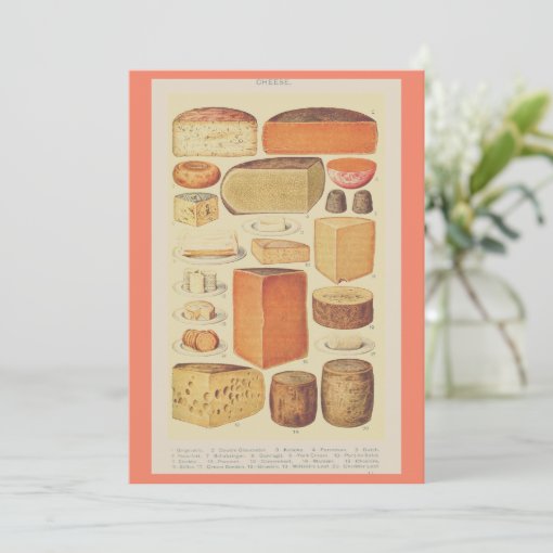 Vintage cheese chart illustration cheese menu | Zazzle