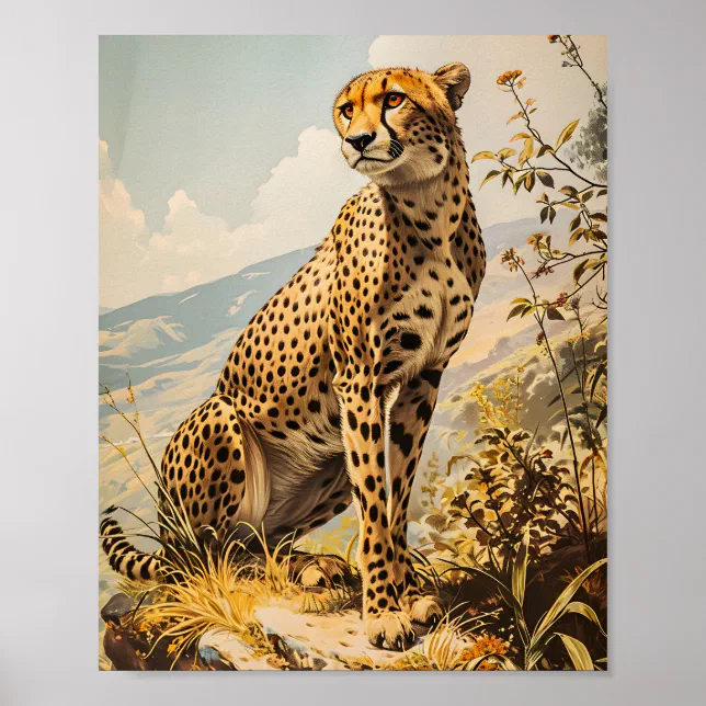 Vintage Cheetah Poster | Zazzle