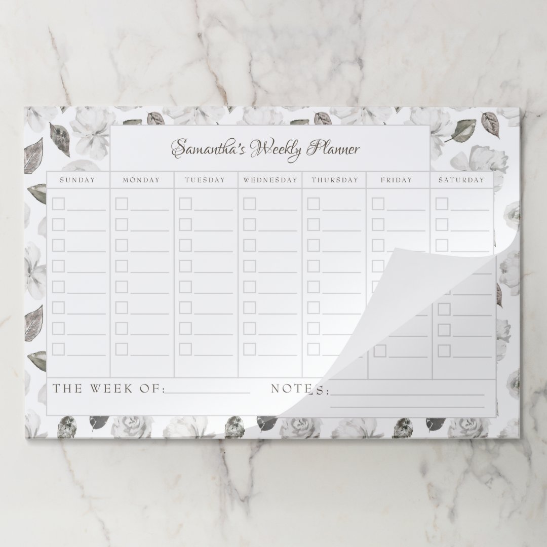 Vintage Cherish Floral Weekly Planner Calendar Paper Pad | Zazzle