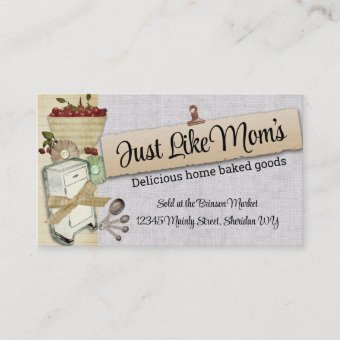 Vintage cherries baking bakery pastry chef cooking calling card | Zazzle