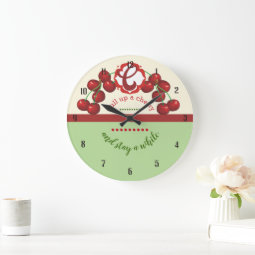 Vintage cherries fruit kitchen clock | Zazzle