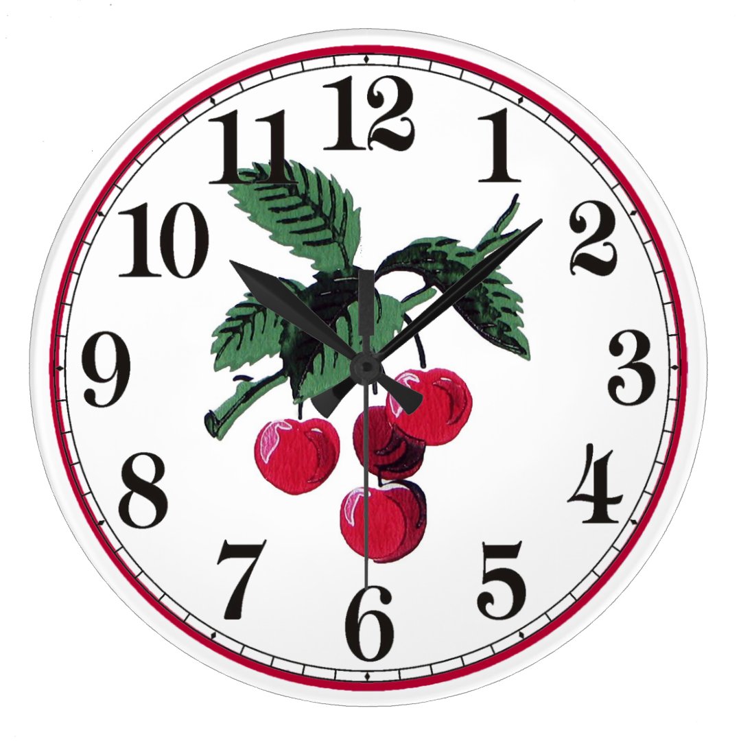 Vintage Cherries Large Clock | Zazzle